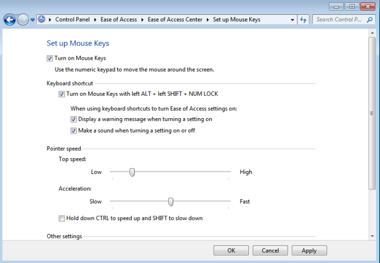 How To Transfer The Mouse Functions To The Keyboard In Windows